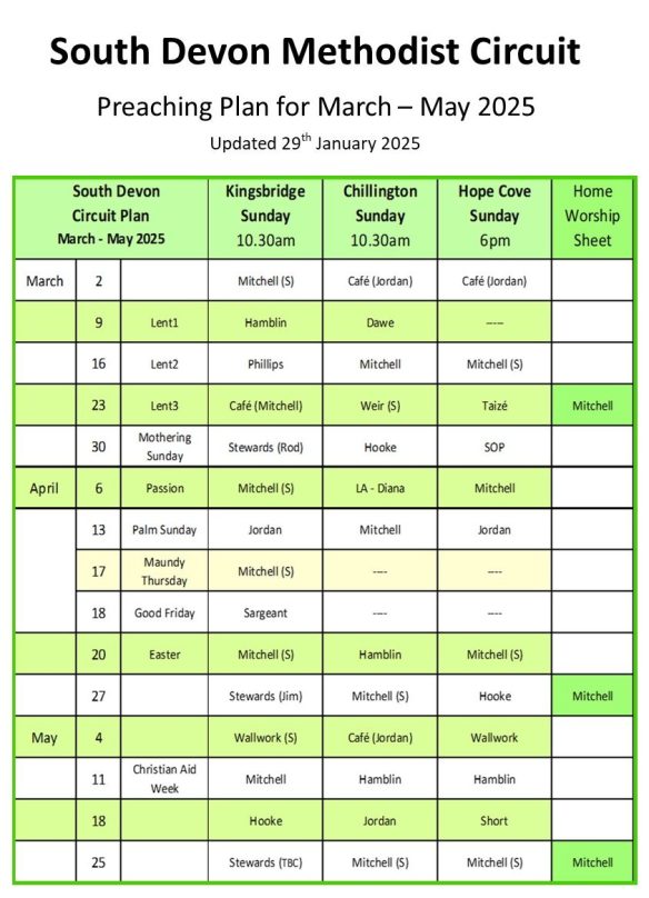 Circuit Plans | Welcome to the South Devon Methodist Circuit
