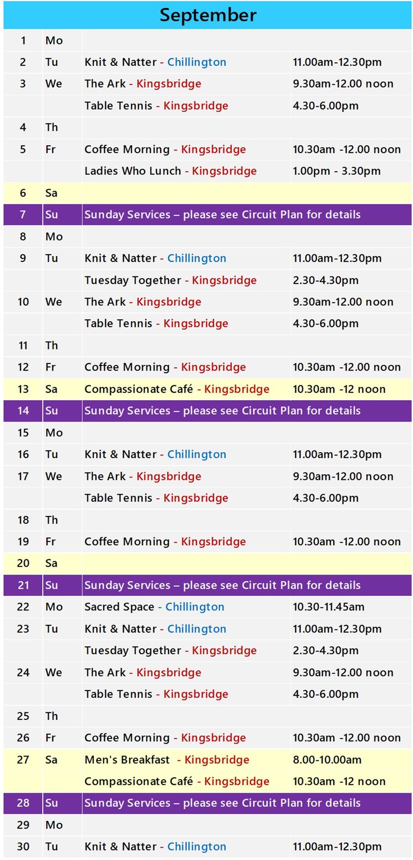 This month’s diary | Welcome to the South Devon Methodist Circuit